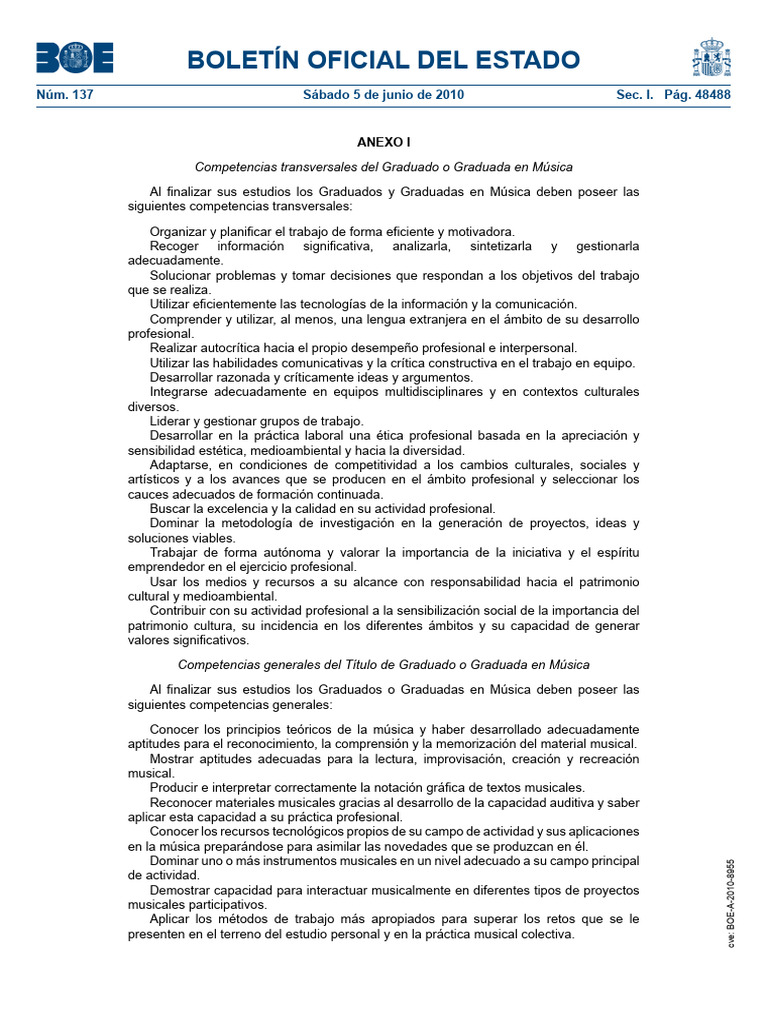 BOE Competencias en ES 9 | PDF