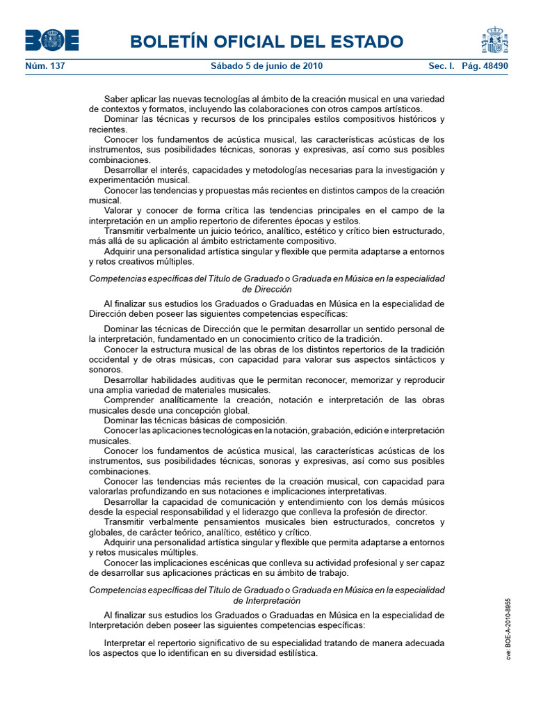 BOE Competencias en ES 11 | PDF