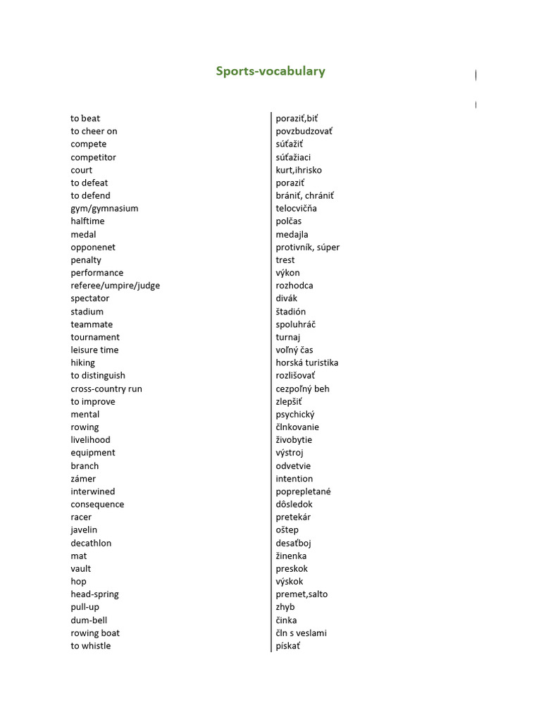 3 Sport-Vocabulary | PDF