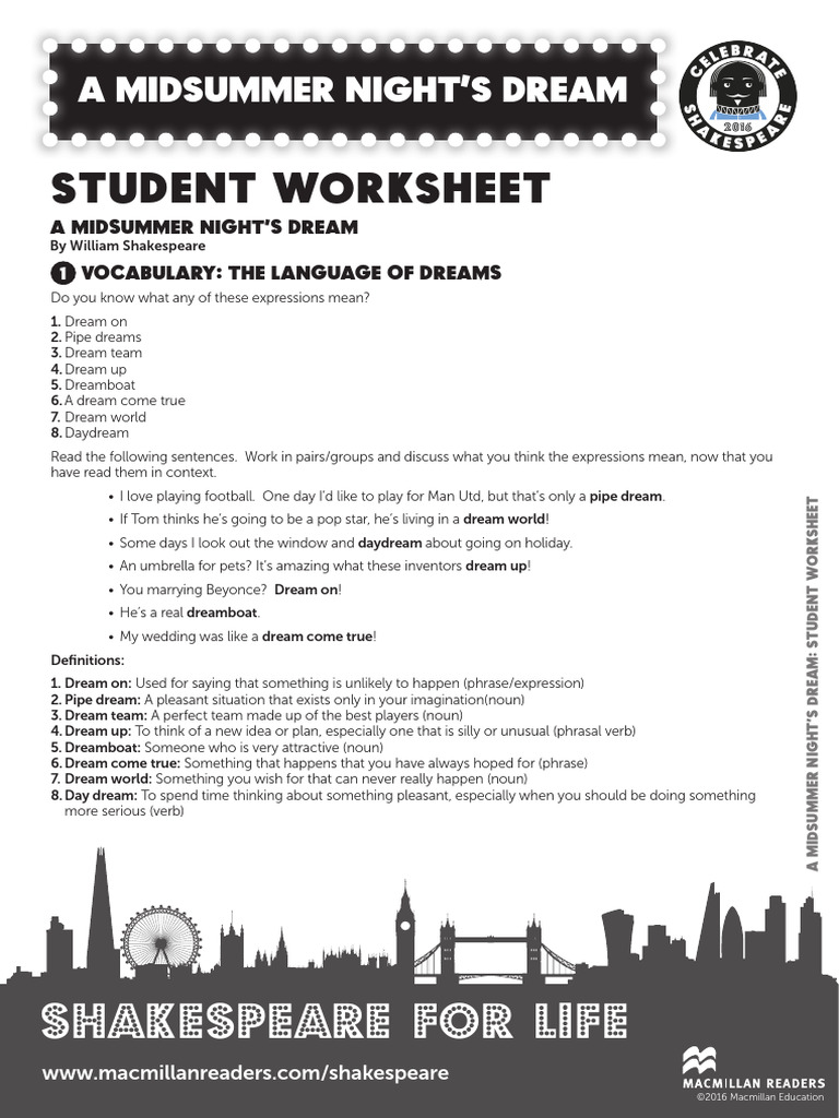 Student Worksheet A Midsummer Nights Dream | PDF