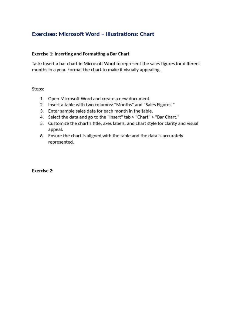 Exercises - MS Word Illustrations - Chart | PDF