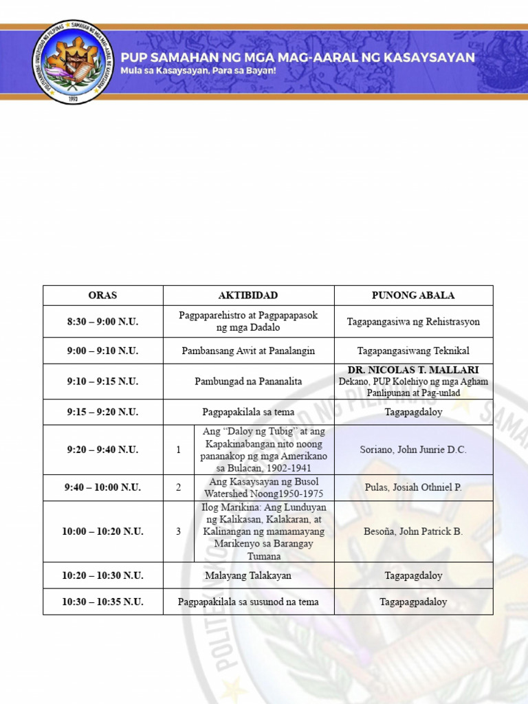 Daloy NG Programa Research Colloquium 2024 | PDF