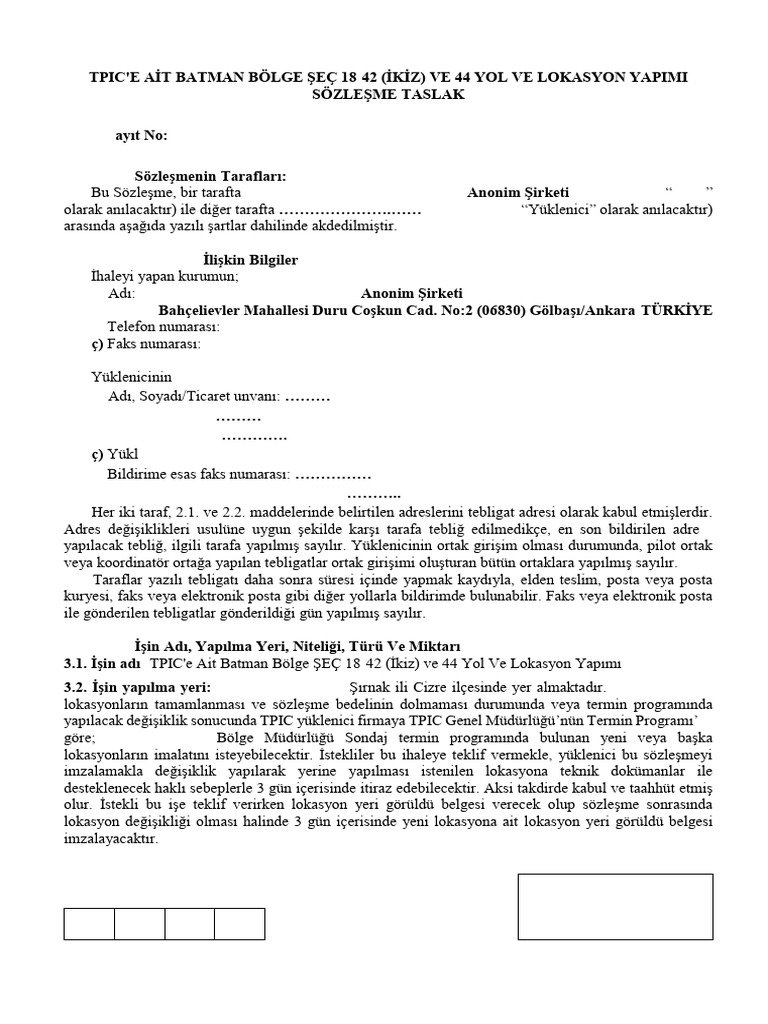 2 YOL VE LOKASYON - SÖZLEŞME TASLAĞI | PDF