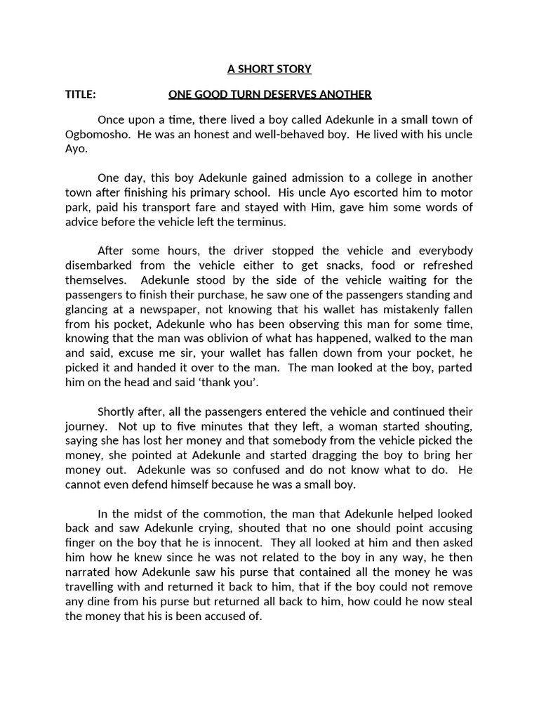 A Short Story Title One Good Turn Deserv | PDF