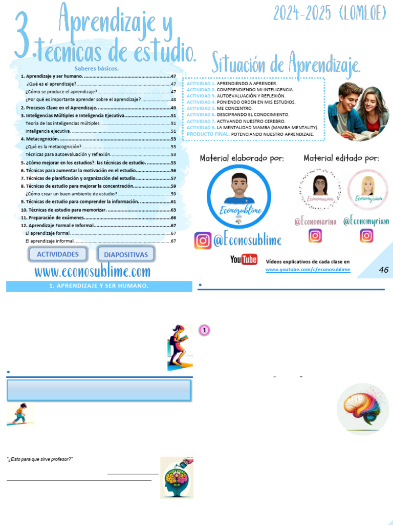 UD 3 FOPP - Aprendizaje y Tecnicas de Estudio | PDF