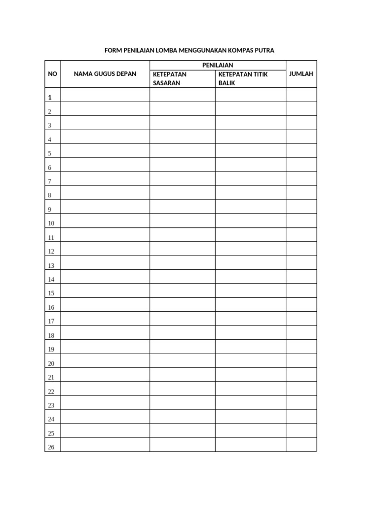 Form Penilaian Lomba | PDF
