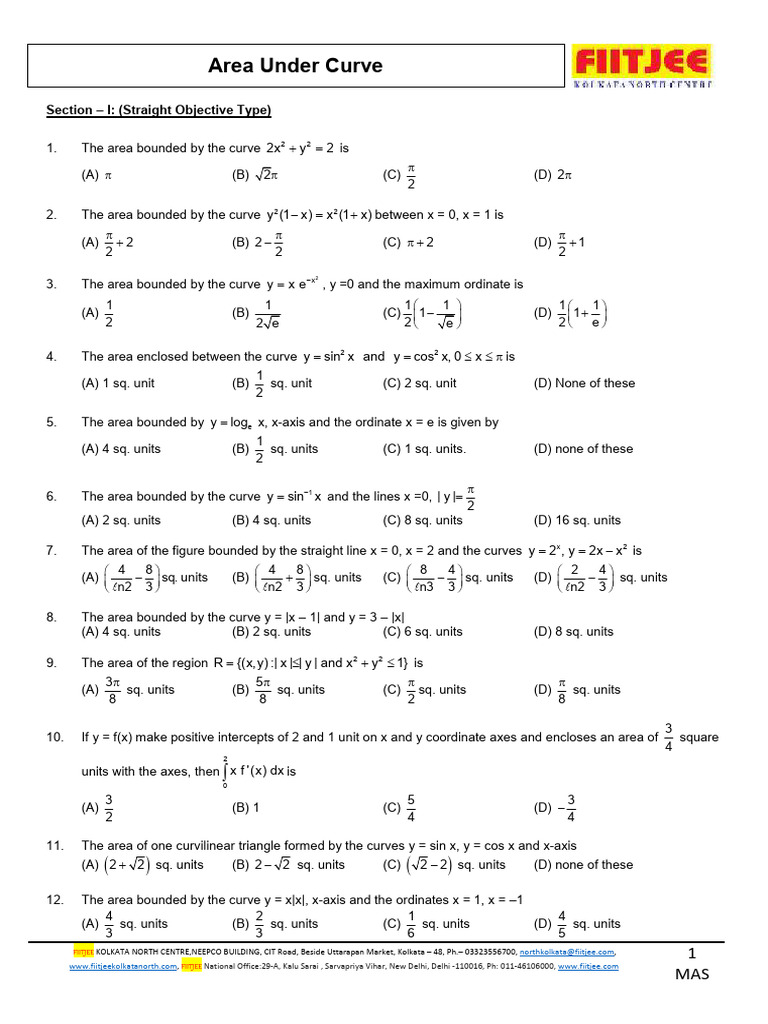 Area Under Curve - (MAINS) | PDF | Coordinate System | Area