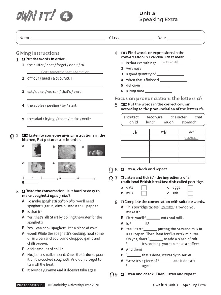 Speaking Extra Unit3 Without Answers | PDF