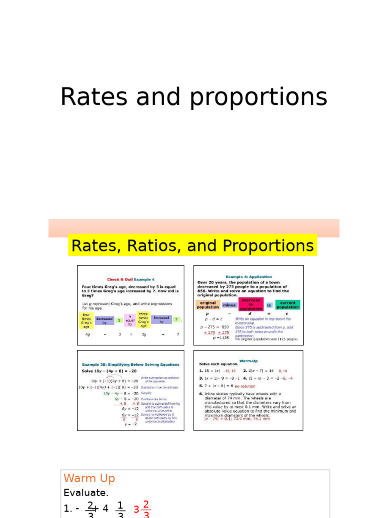 Rates and Proportions | PDF