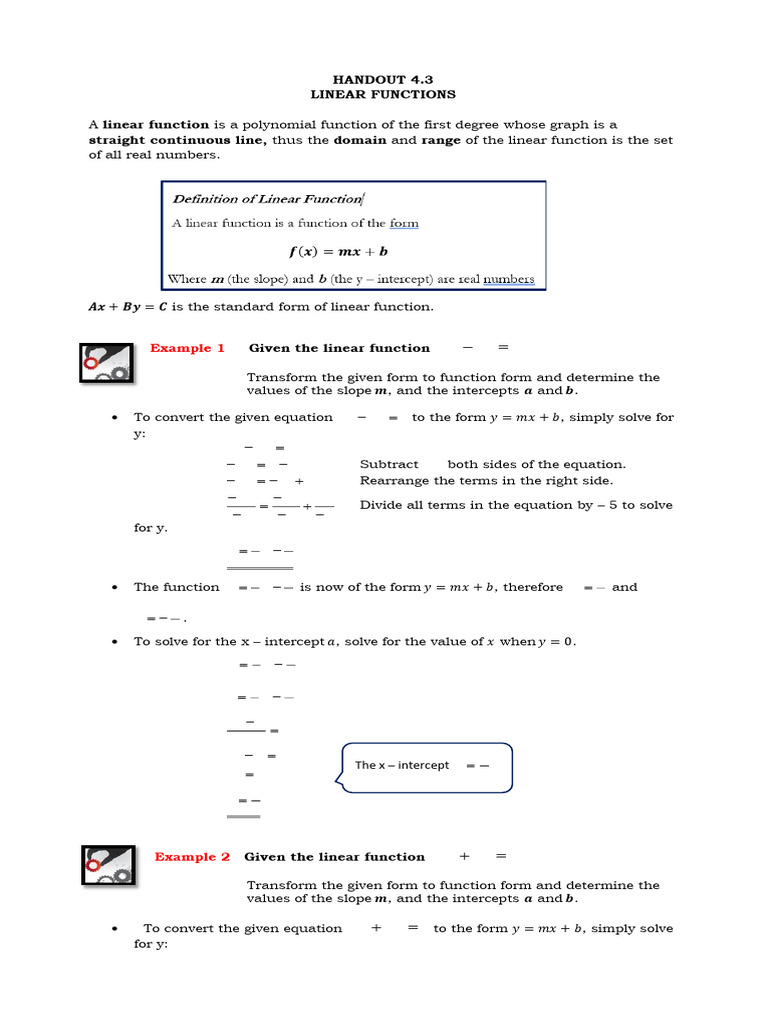 Handout 4.3 Linear Functions | PDF