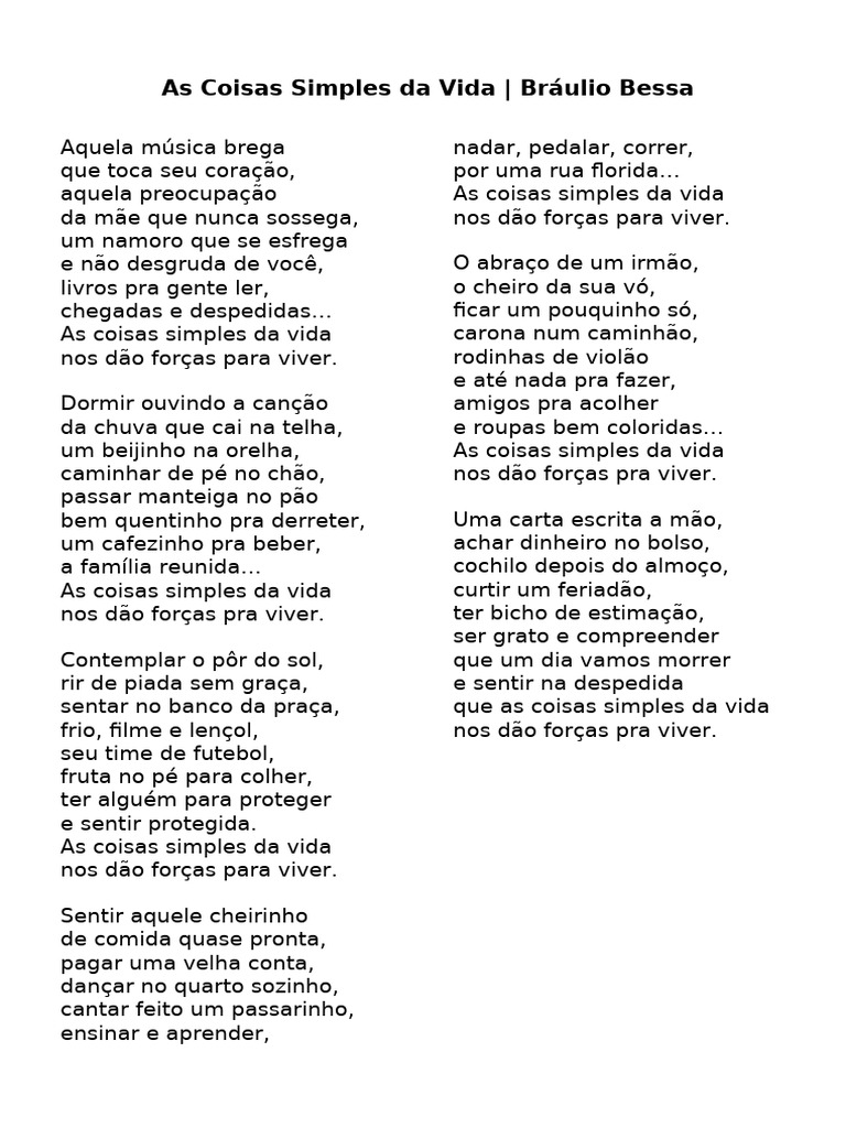 As Coisas Simples Da Vida - BrÃ¡ulio Bessa | PDF