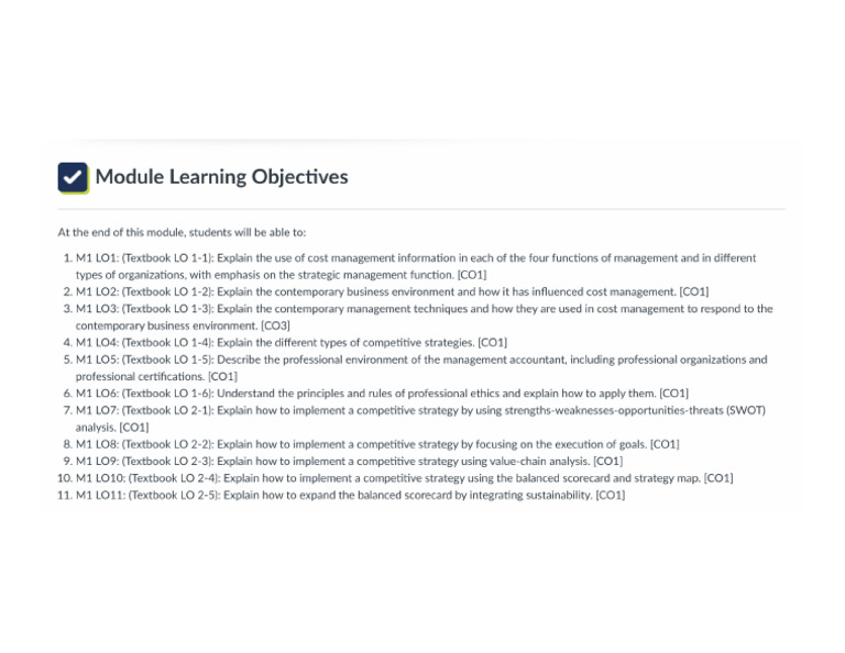 Module 1 Objectives | PDF