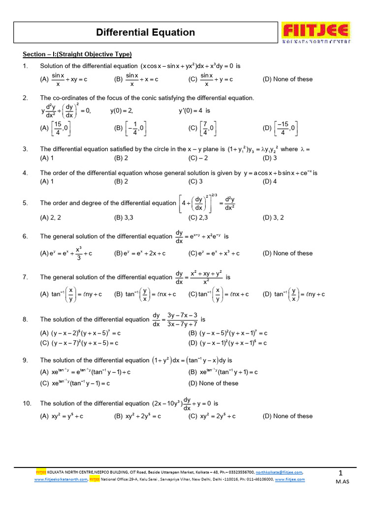 Differential Equation MAINS 1 | PDF