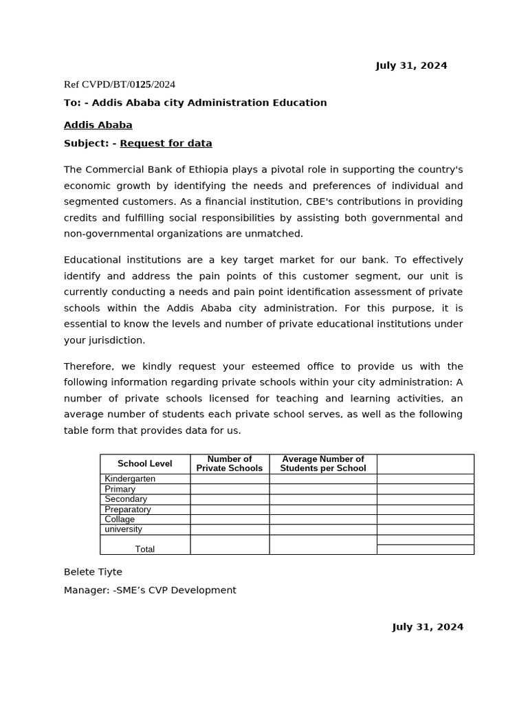 Letter-For Ministry of Educational | PDF