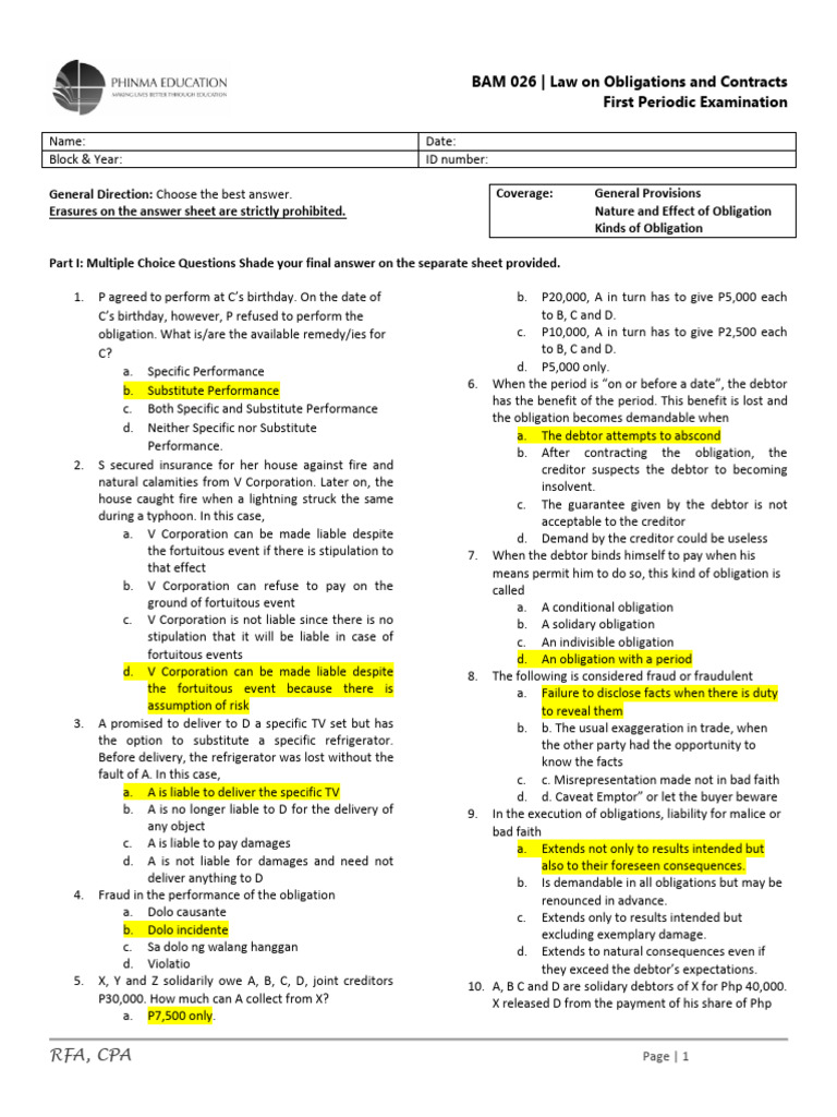 OBLICON KEY ANS | PDF