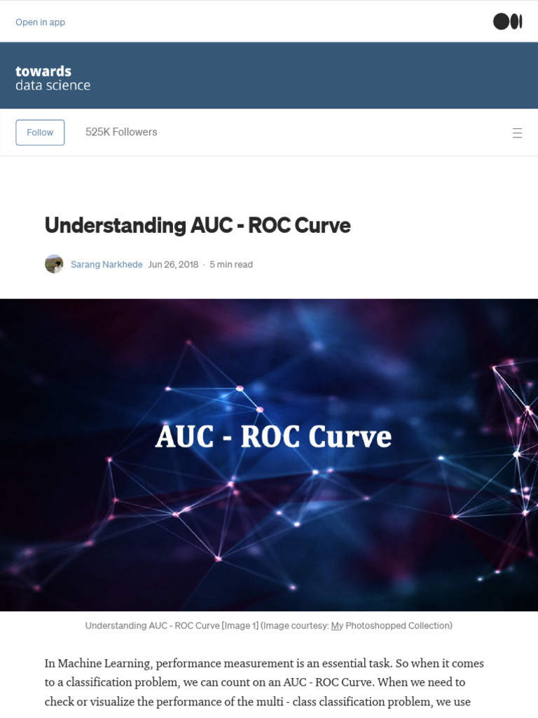 Understanding AUC - ROC Curve. In Machine Learning, performance… _ by ...