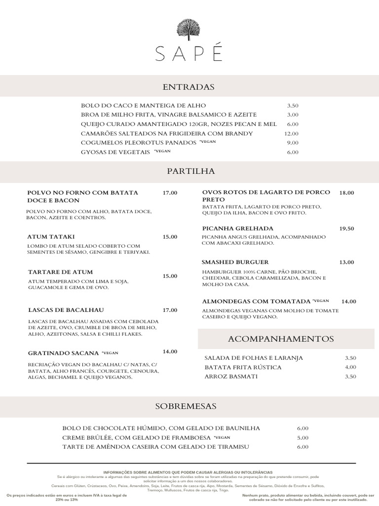 Menu Sapé Rest | PDF