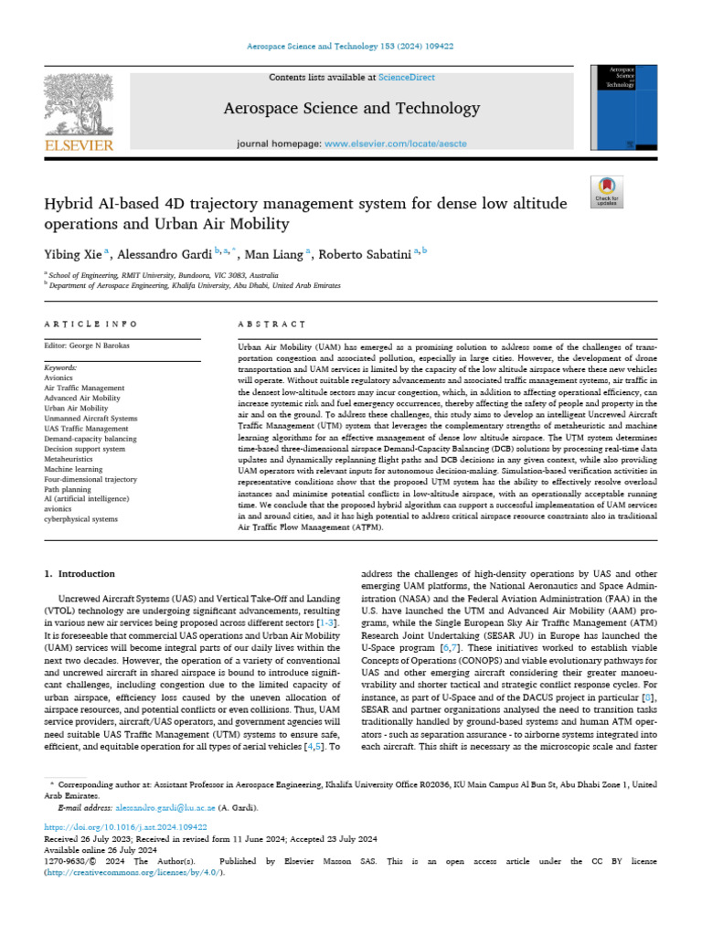 Hybrid AI-based 4D Trajectory Management System For Dense Low Altitude ...