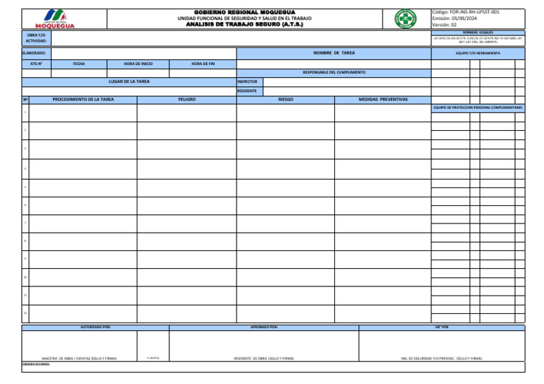 For-Ins-Rh-Ufsst-001-Formato Ats Anexo 001 | PDF