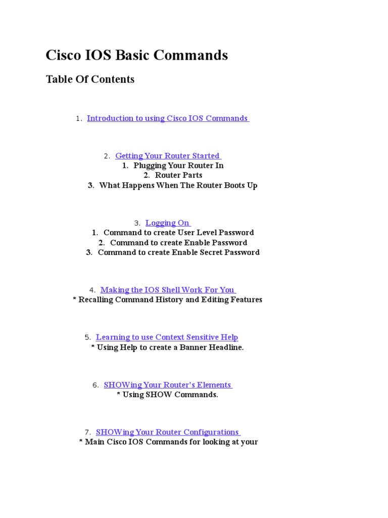 Cisco IOS Basic Commands | PDF | Booting | Random Access Memory