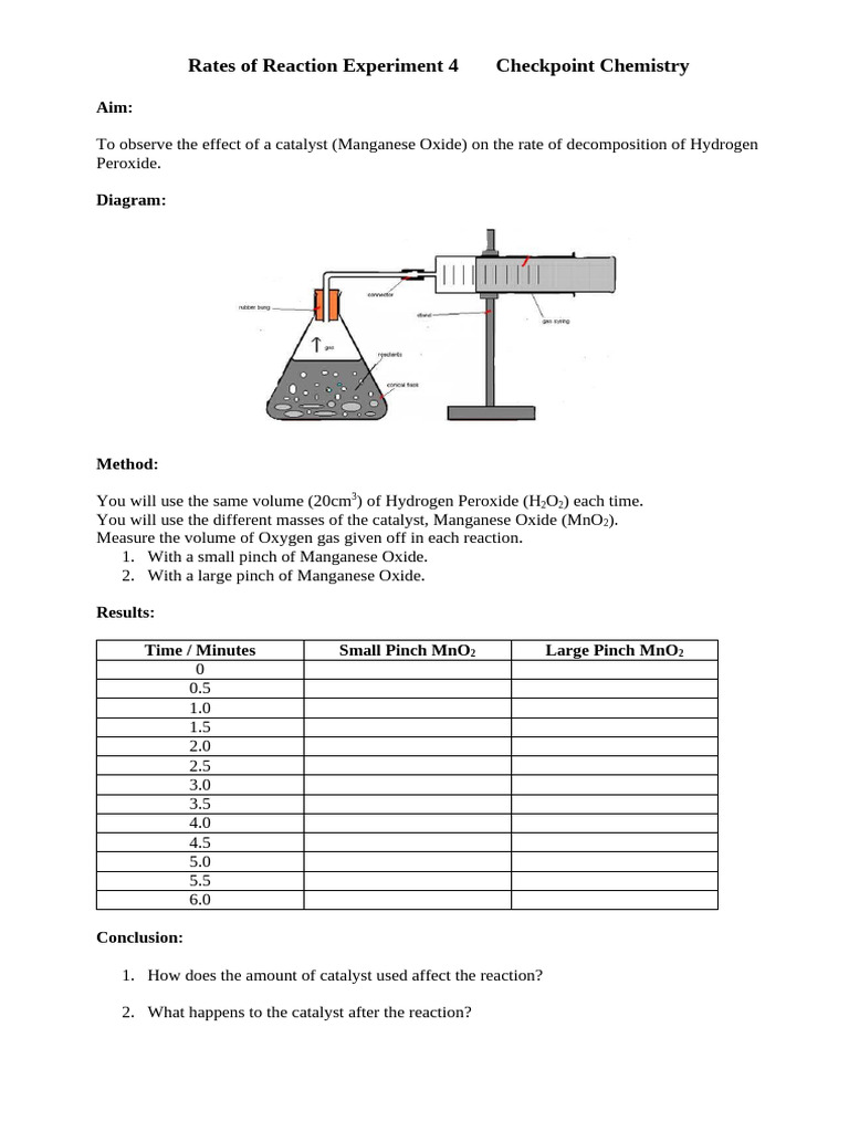 Rates of Reaction Experiment 4 | PDF