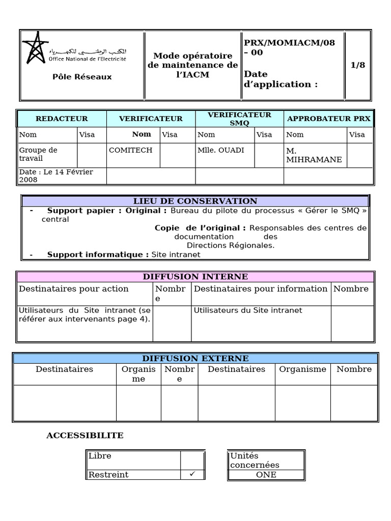 Mode Opératoire de Maintenance de IACM | PDF