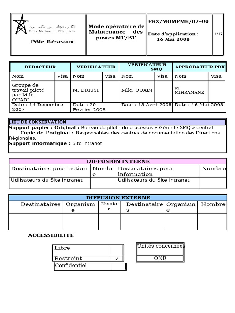 Mode Operatoire de Maintenance Des Postes MT - BT | PDF