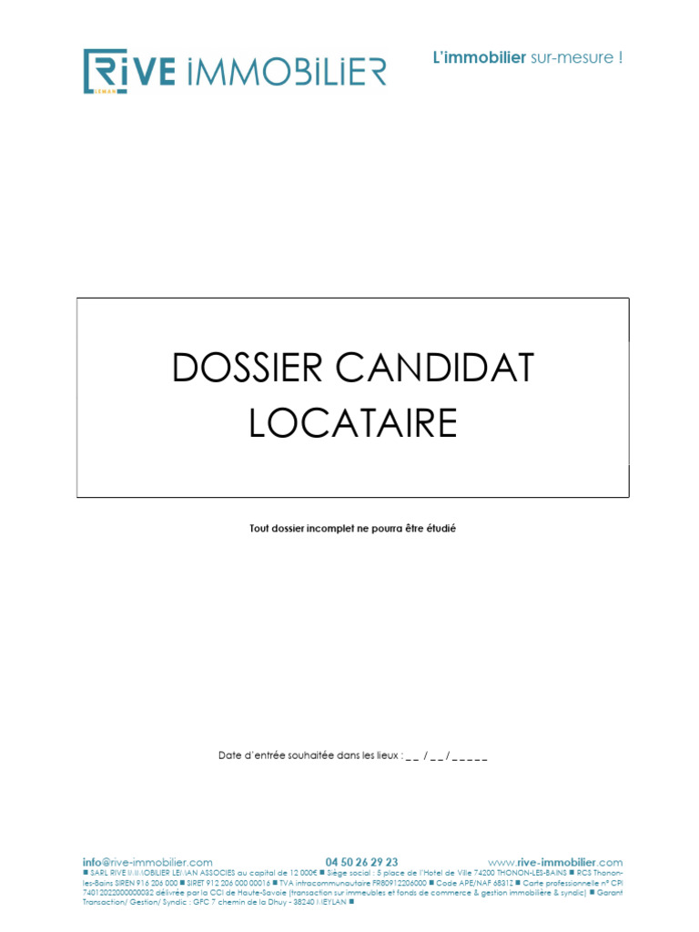 30 - Dossier Candidat Locataire | PDF