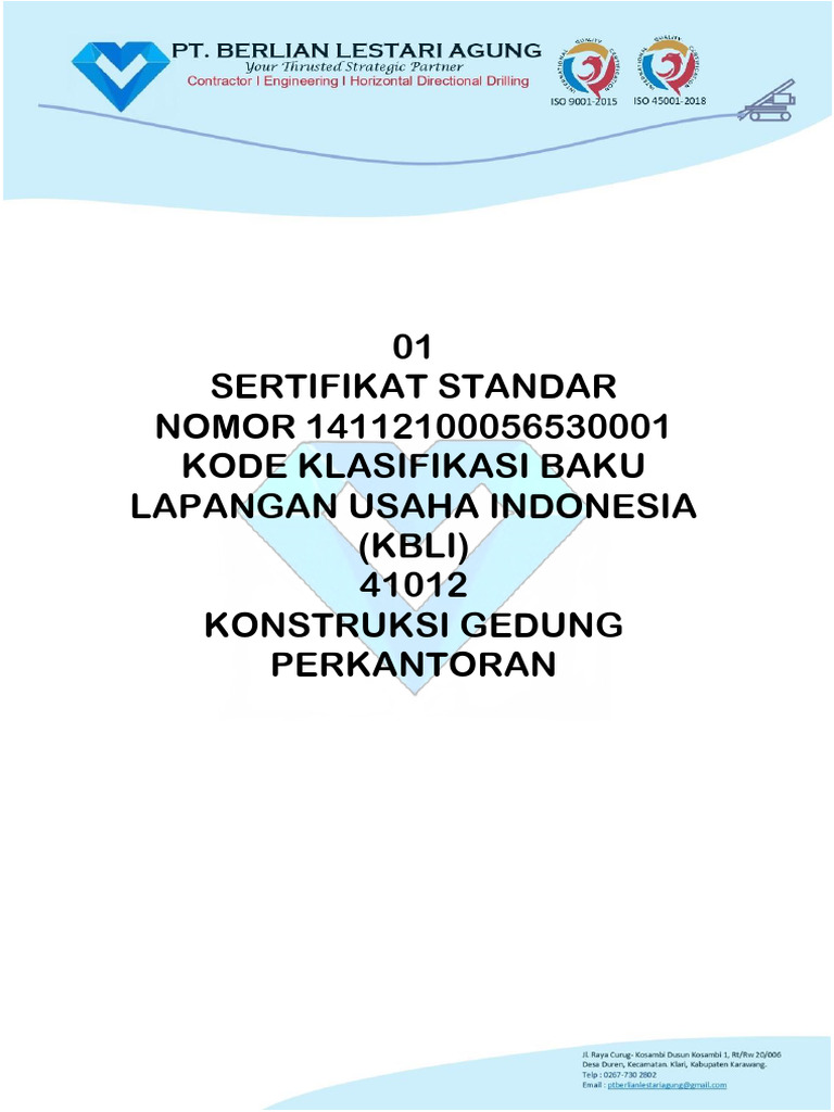 10 - 01 Sertifikat Standar 41012 Konstruksi Gedung Perkantoran Pt ...