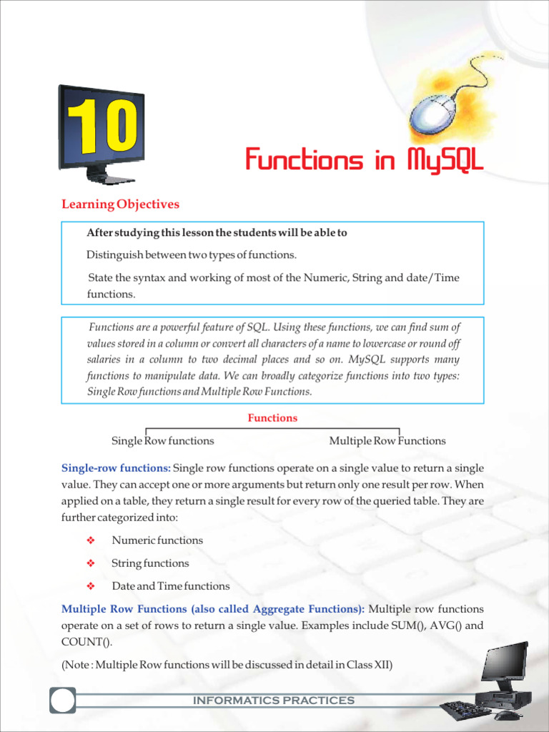 CH-10 Functions - in - MySQL | PDF