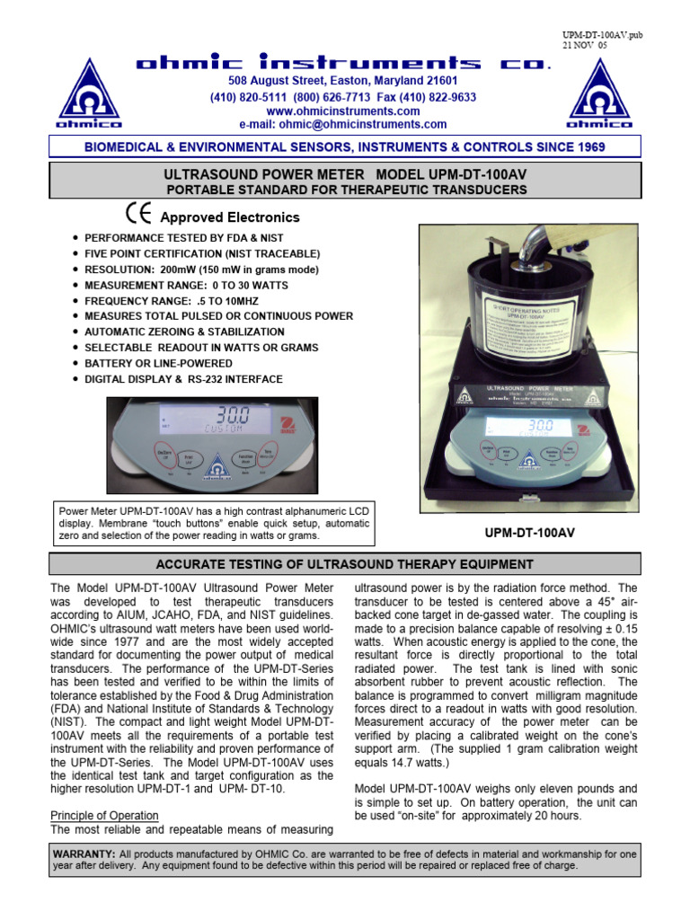 Ultrasound Power Meter UPM-DT-100AV | PDF