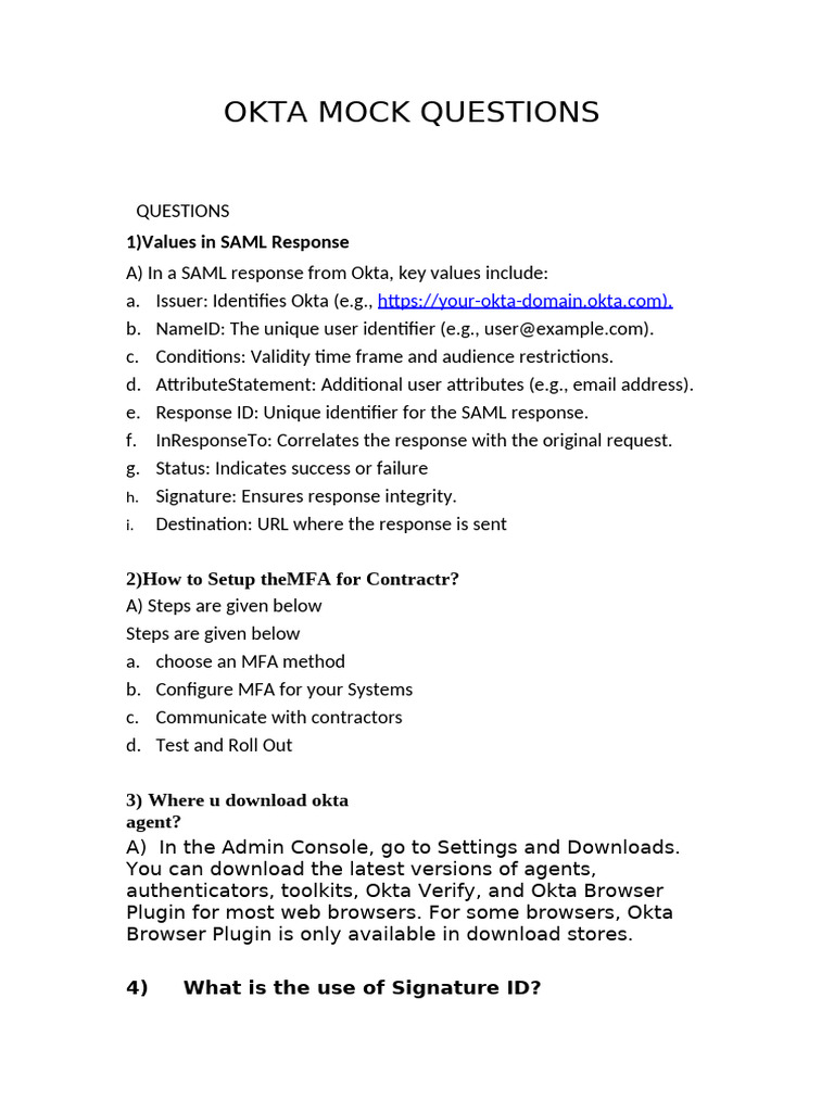 Okta Mock Interview Questions 1 | PDF