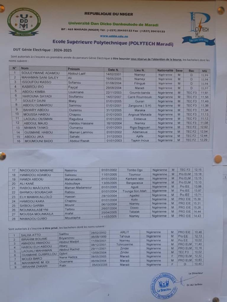 UDDM Liste D'attente Génie Électrique POLYTECH | PDF