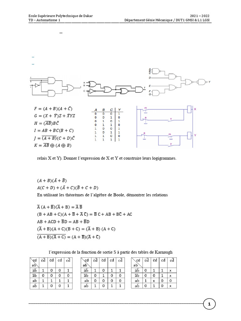 TD2 - Automatisme 1 1 | PDF
