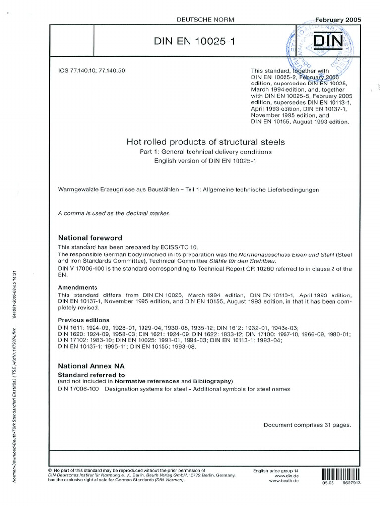 Din en 10025-1 | PDF