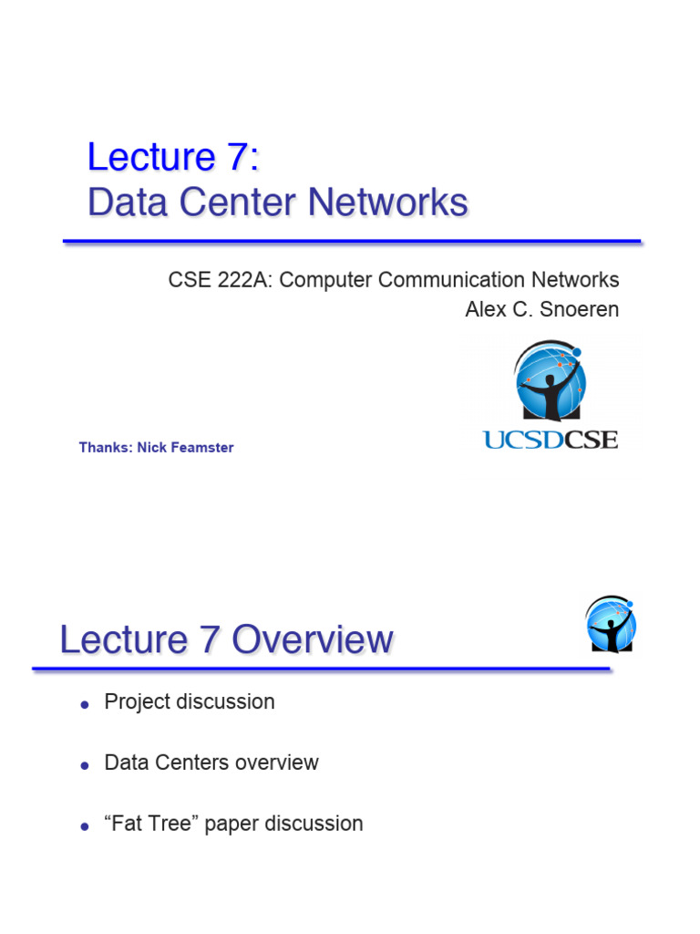 Data Center Networks: CSE 222A: Computer Communication Networks Alex C. Snoeren | PDF