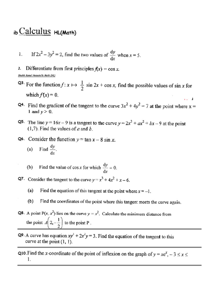 Calculas HL - Diff | PDF