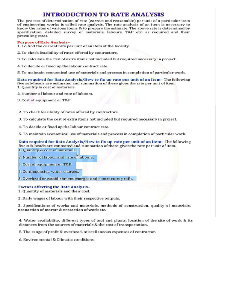 Final Rate Analysis | PDF