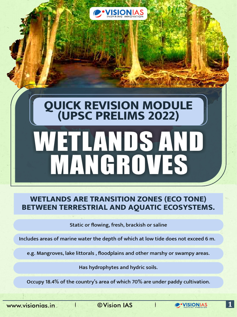 UPSC Prelims: Wetlands & Mangroves | PDF | Wetland | Science & Mathematics