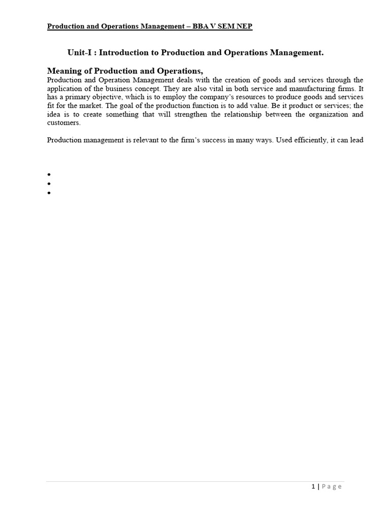 Production and Operations Management Overview | PDF | Operations ...