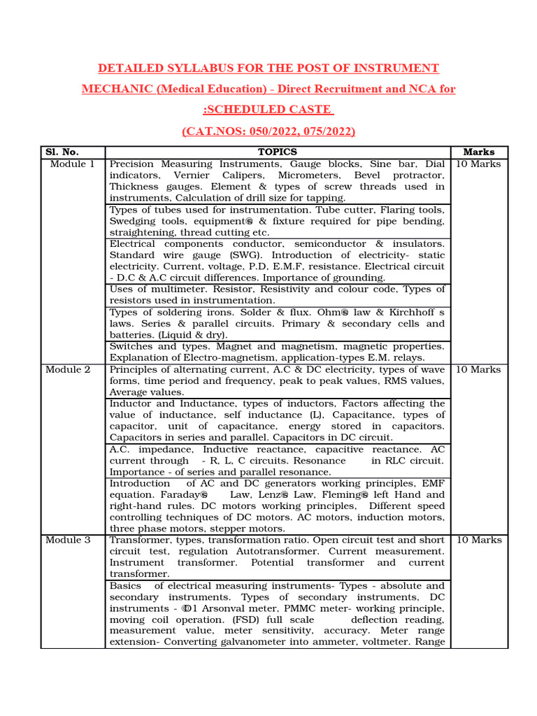 Instrument Mechanic | PDF