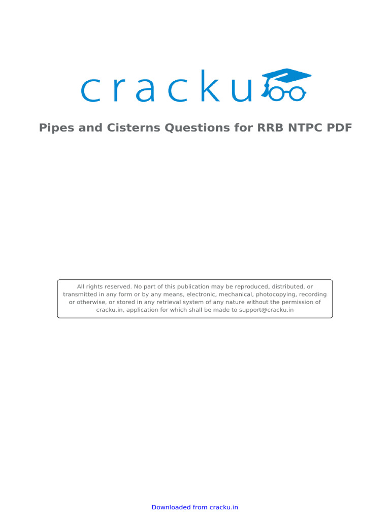 Pipes and Cisterns Questions For RRB NTPC PDF | PDF | Area
