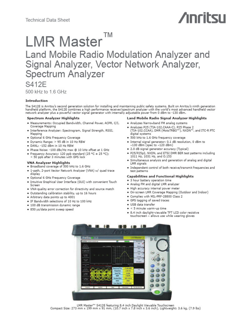 Anritsu S412E Specifications C686C | PDF