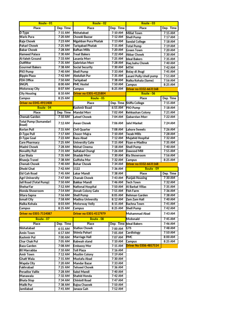Route Buses FALL 2022 | PDF
