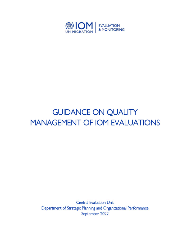 Guidance On Quality Management of Evaluations | PDF
