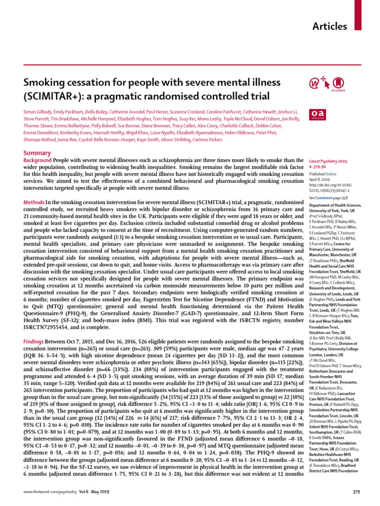 Gilbody-2019-Smoking Cessation For People With | PDF