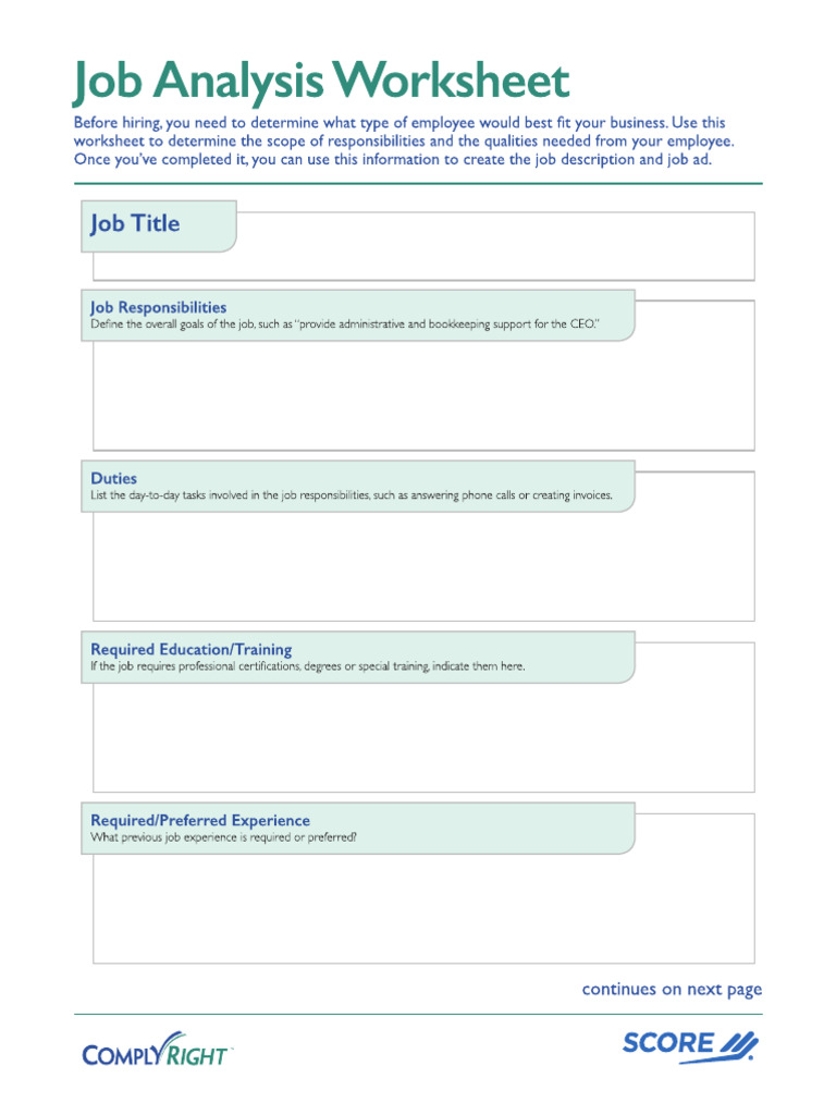 Job Analysis Worksheet-Financial Analyst | PDF