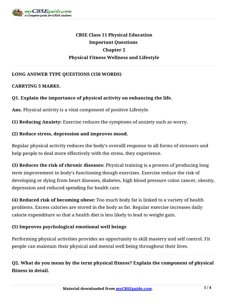 11 Physical Education Imp Ch2 5 | PDF