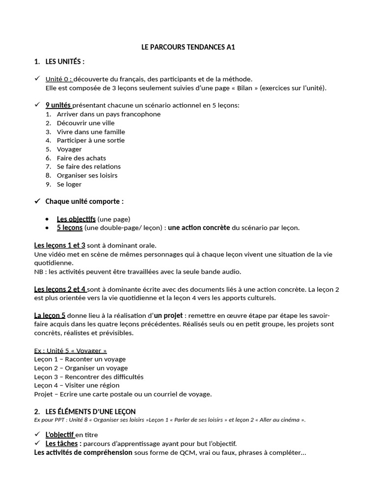 Présentation FLE Le Parcours Tendances | PDF