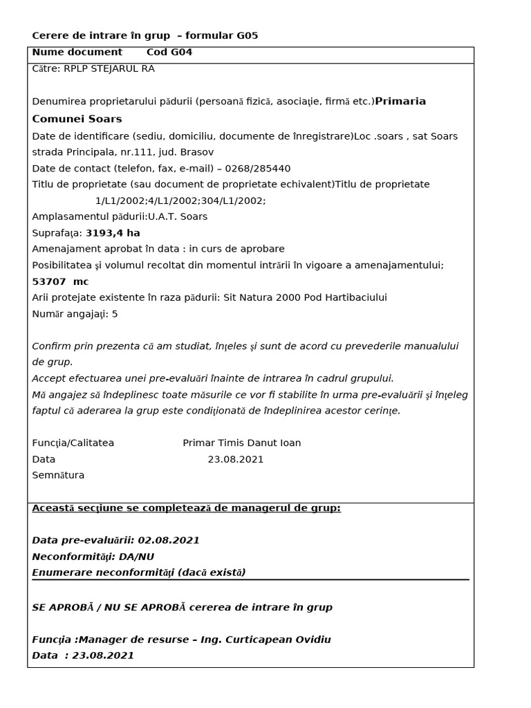 Anexa 5 - G04 - Cerere de Intrare in Grup | PDF